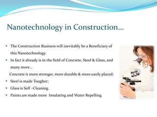 Nano Technology in Civil Engineering | PPTX