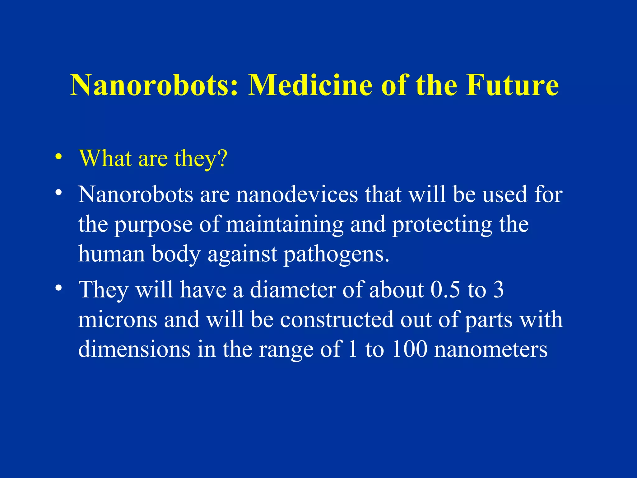 nanorobots and its applications in medicine | PPT