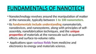 NANOTECHNOLOGY-final.pptx basi introduction | PPTX | Physics | Science