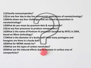 Nanotechnology question bank part 1 | PPTX