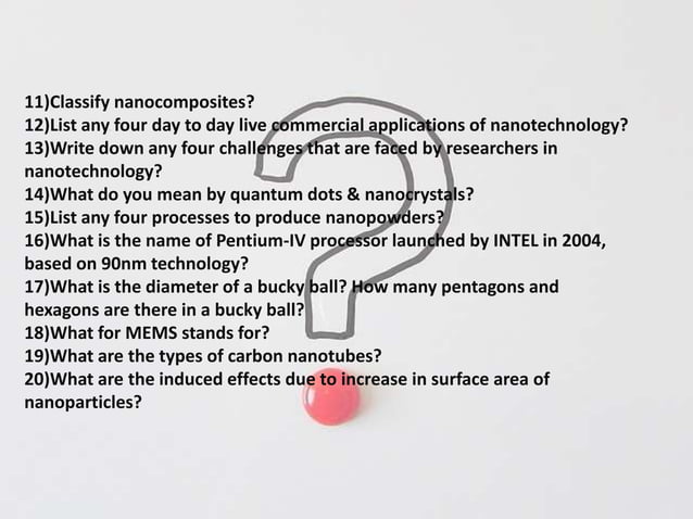 Nanotechnology question bank part 1 | PPTX