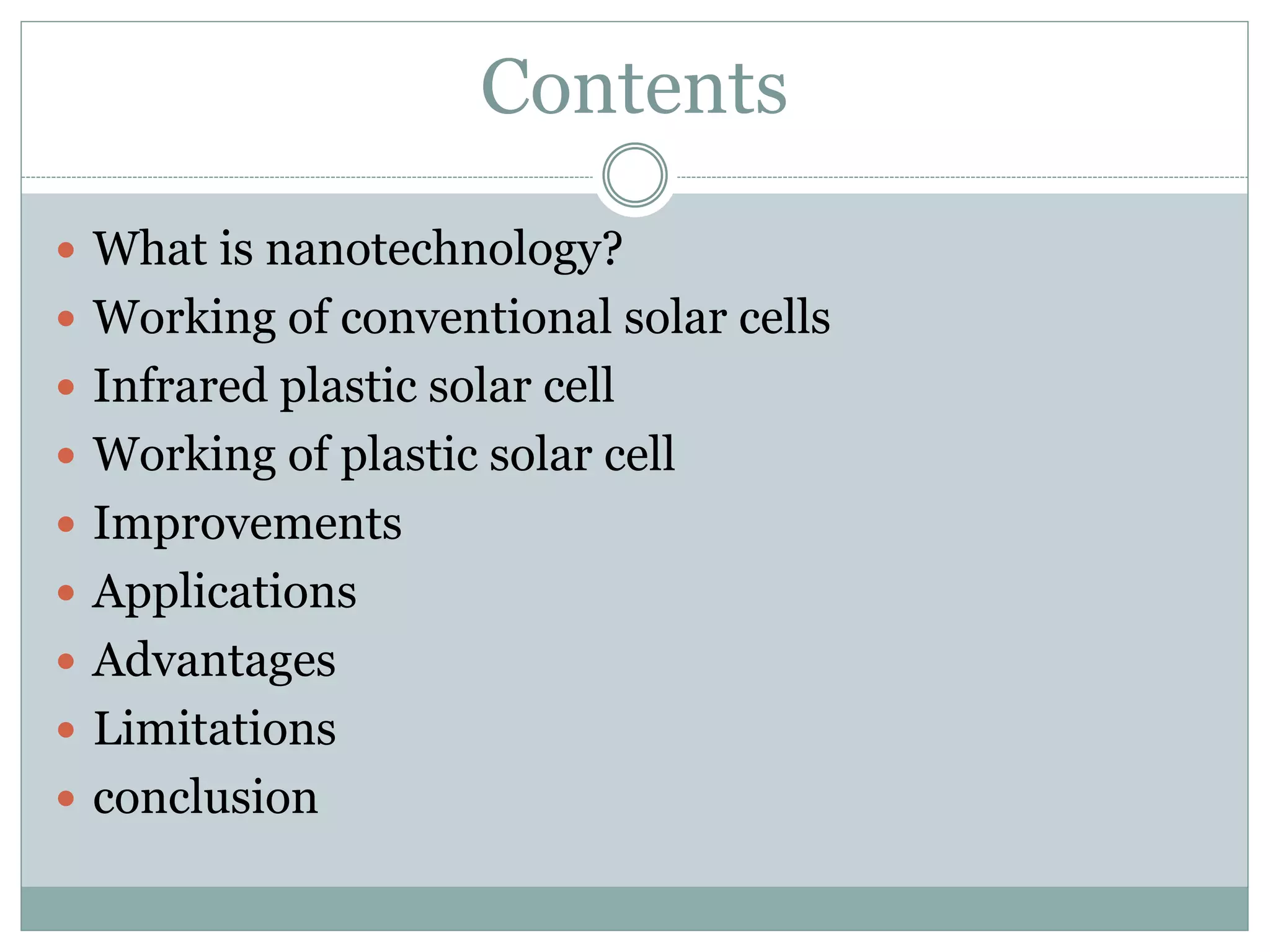Nanotechnology applications in solar cells | PPTX
