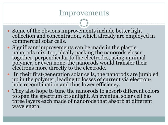 Nanotechnology applications in solar cells | PPTX