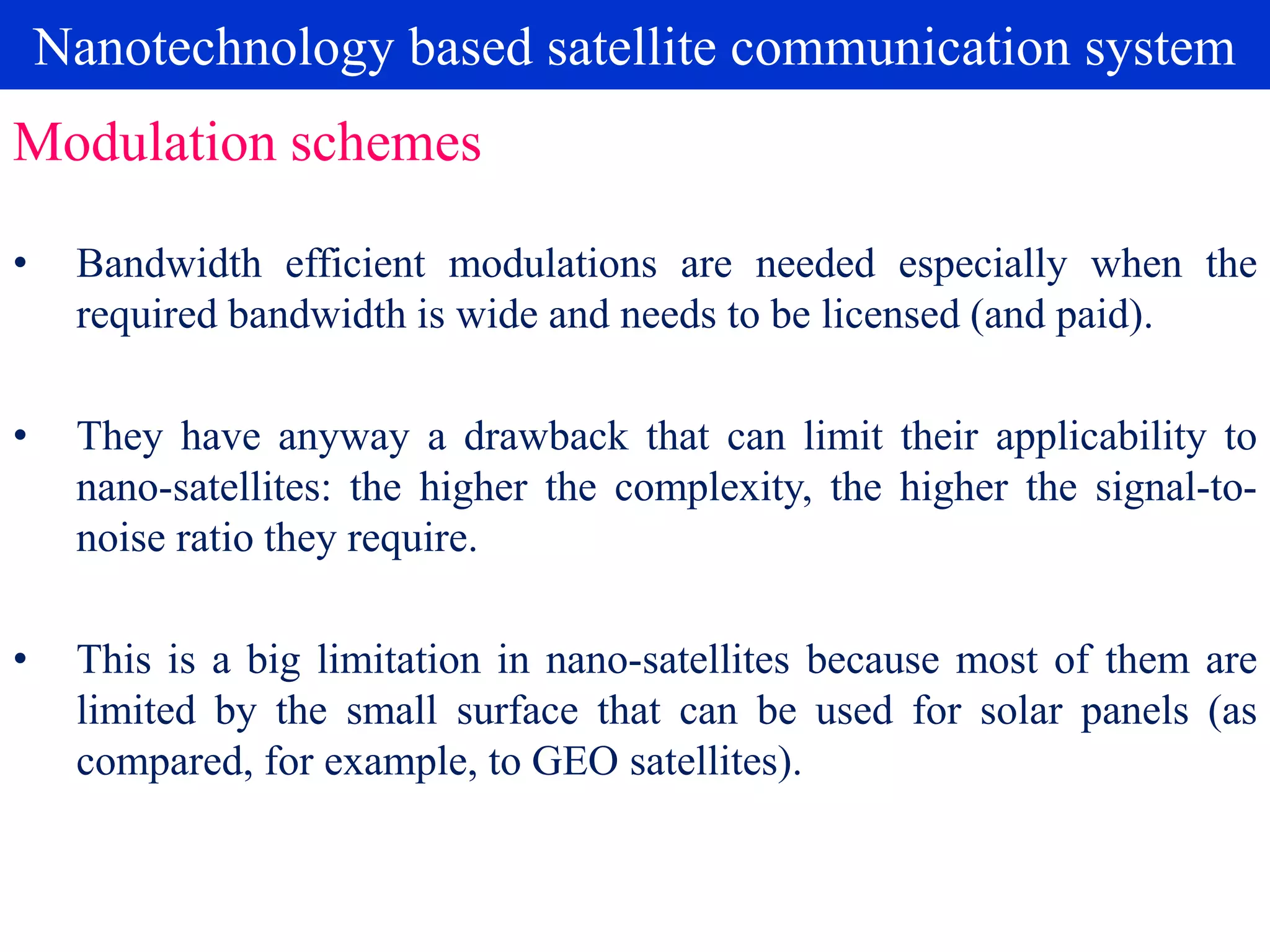 Nanotechnology based satellite communication system | PPTX | Computer Networking | Computing
