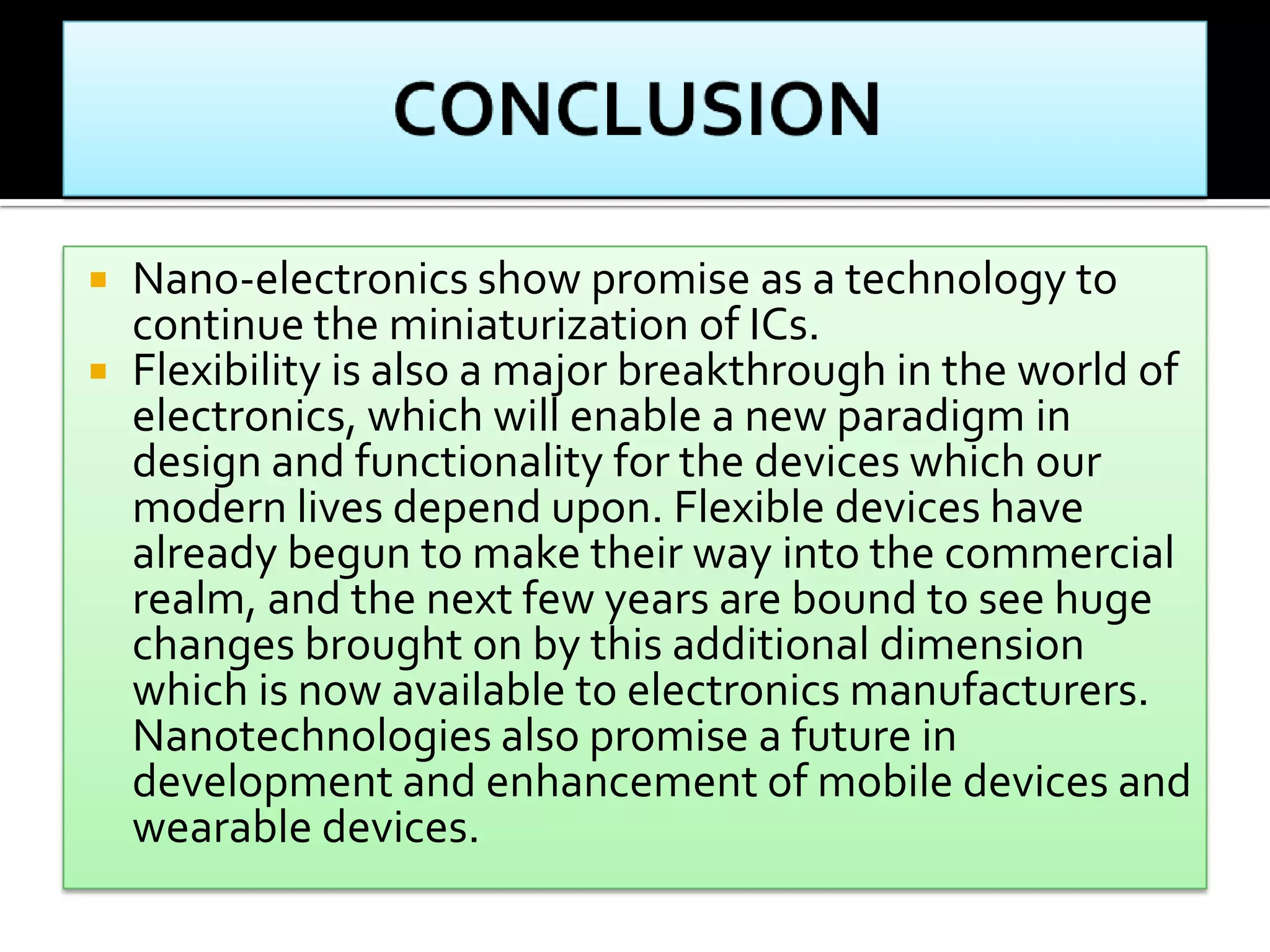 Nanotechnology for Future Electronics | PPTX
