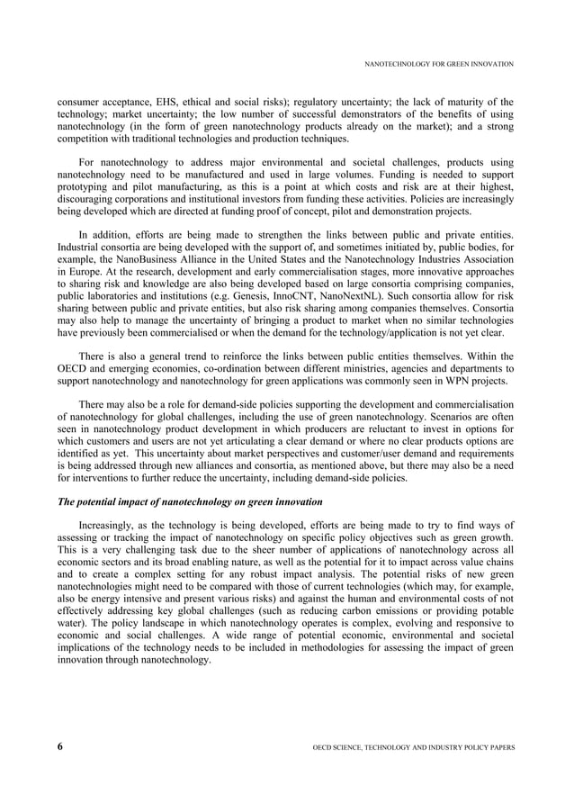 Nanotechnology for Green Innovation (OECD) | PDF