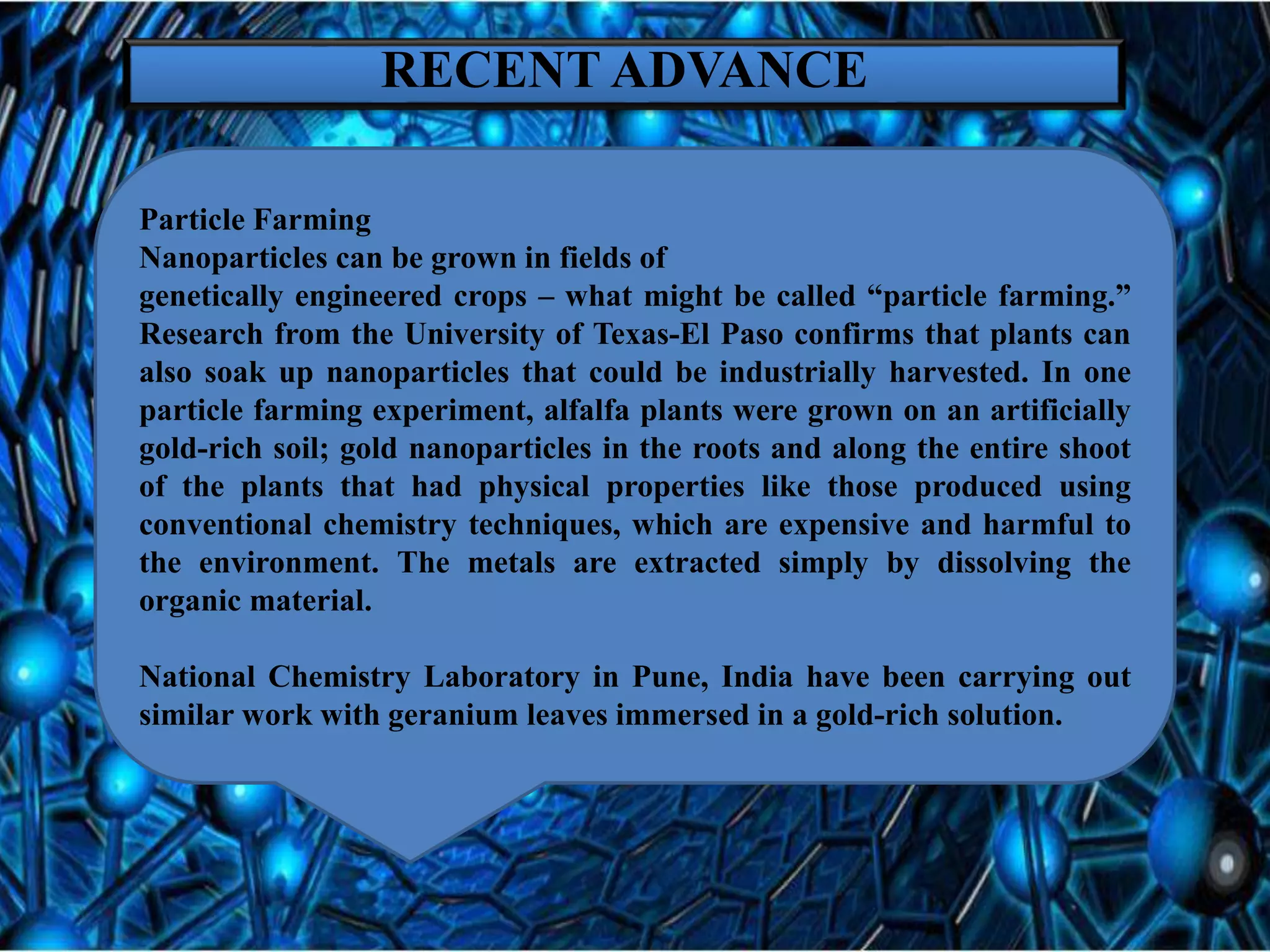 Nanotechnology for the improvement of vegetable crops | PPTX