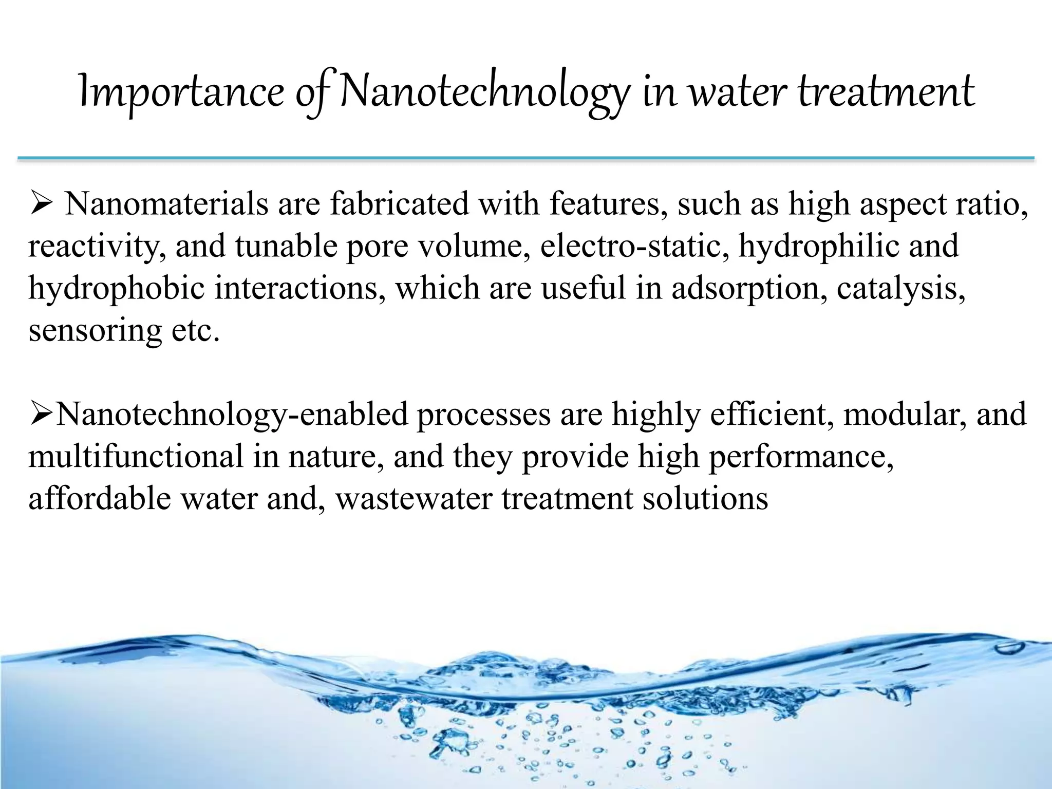 Nanotechnology for Water Treatment | PPTX