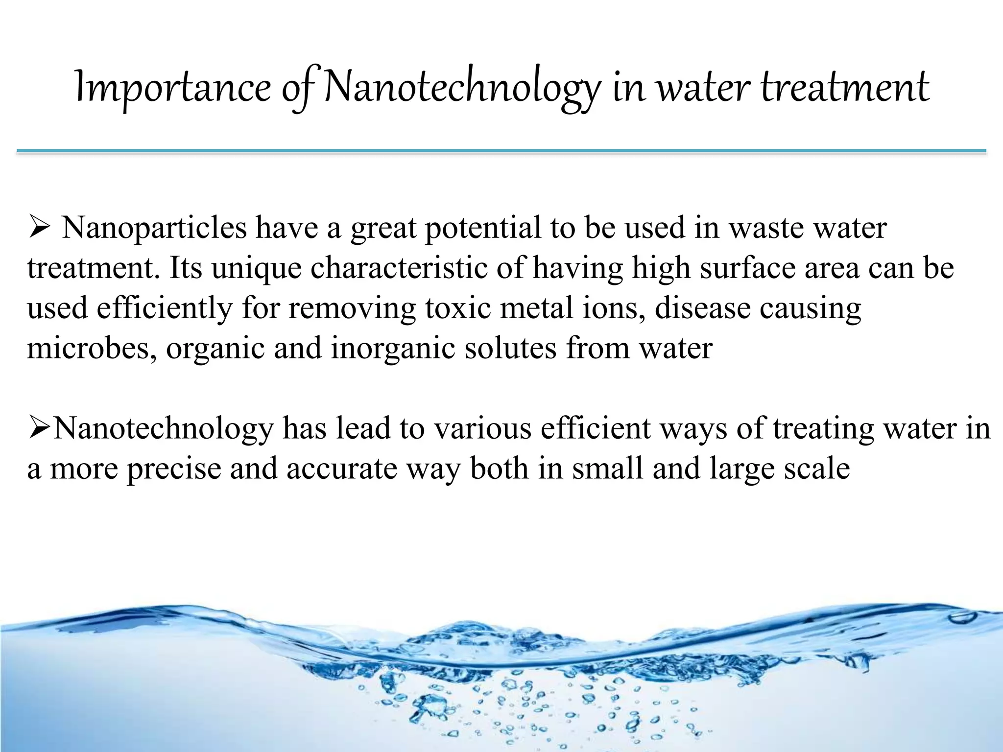 Nanotechnology for Water Treatment | PPTX
