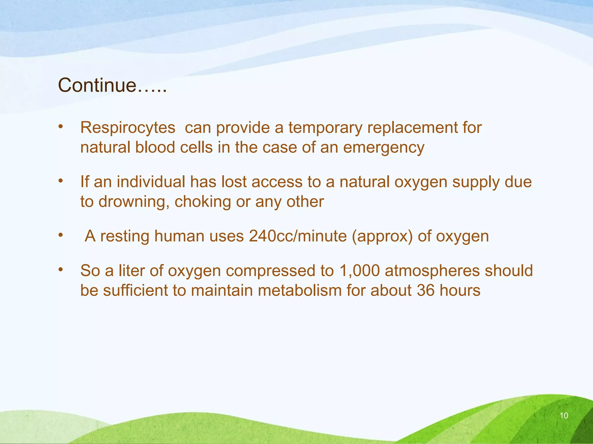 Nanotechnology in artificial RBC | PPT