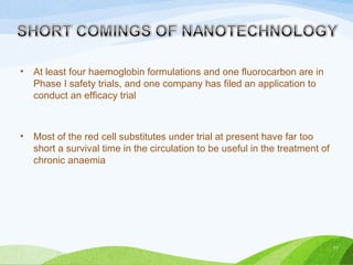 Nanotechnology in artificial RBC | PPT