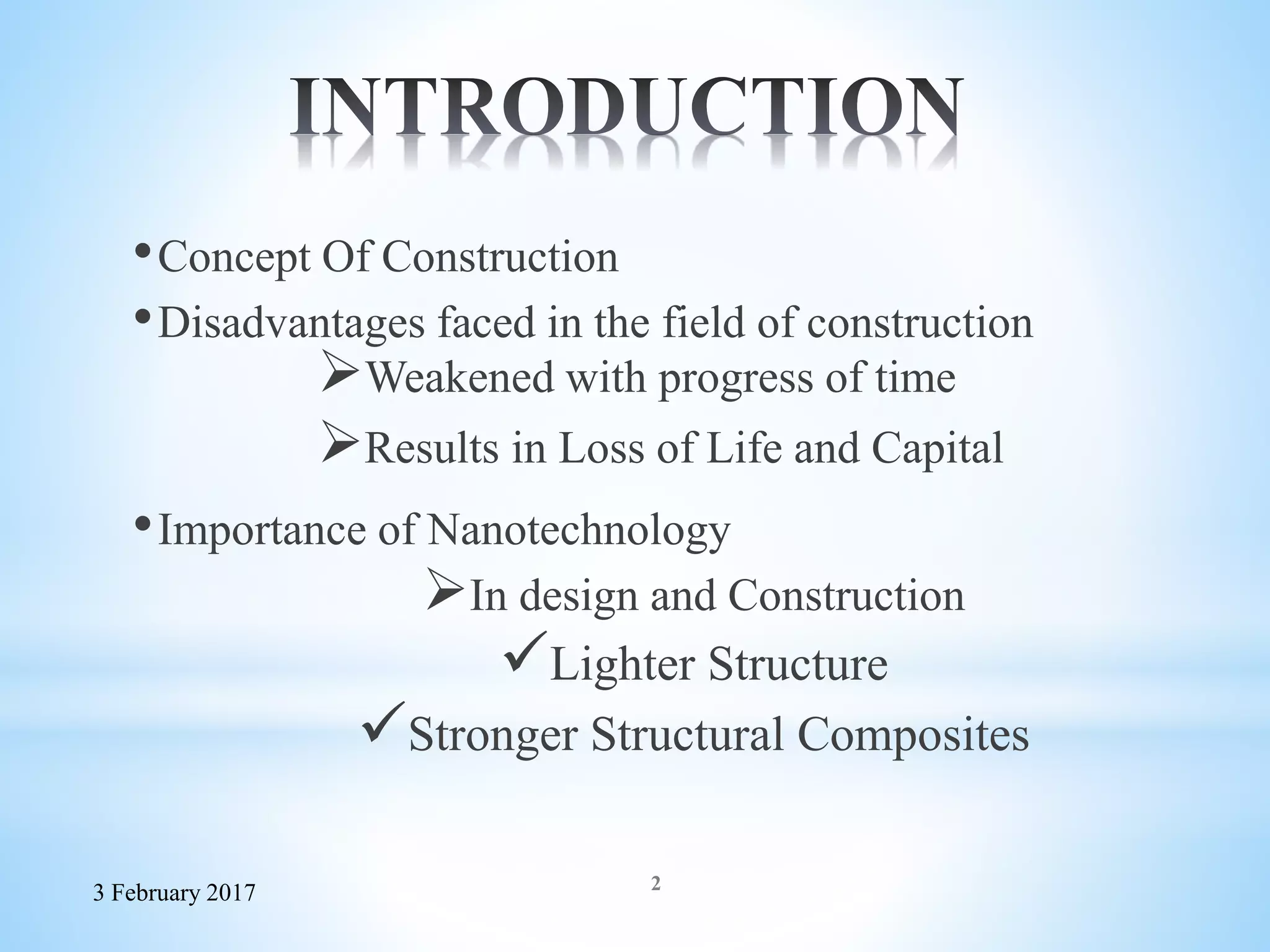 Nanotechnology in civil engineering | PPTX