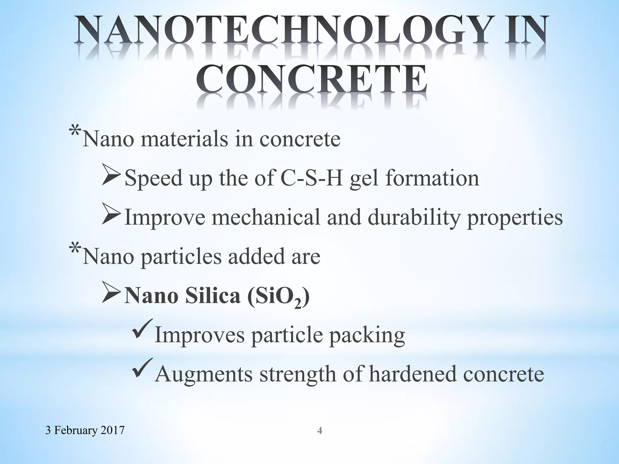 Nanotechnology in civil engineering | PPTX