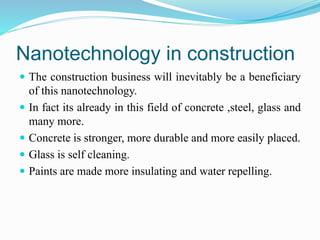 Nanotechnology in civil engineering0 | PPTX
