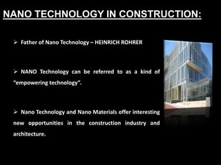 Nano technology in construction | PPT