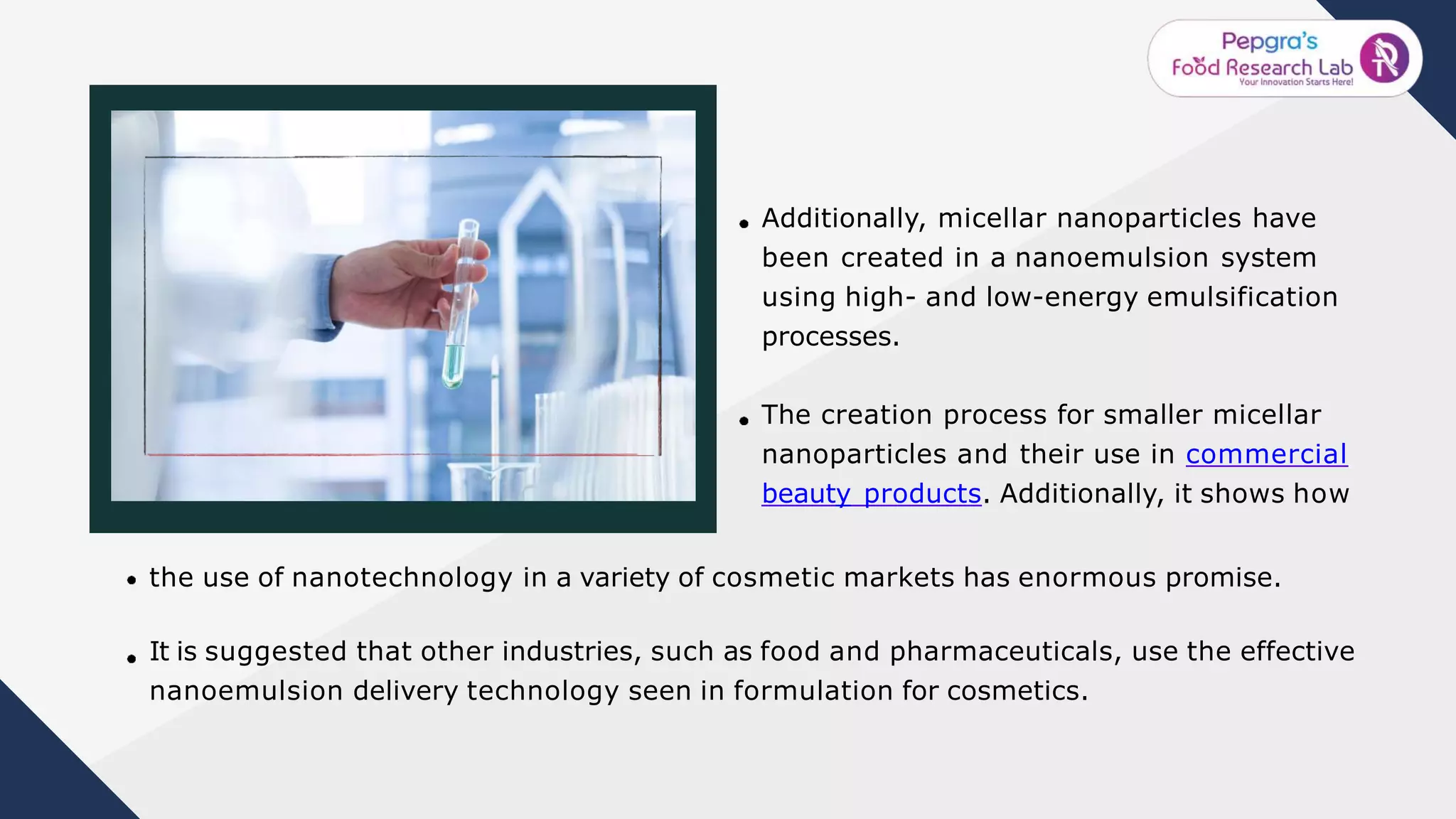 Cosmetic Product Development using Nano Technology - FoodResearchLab | PPTX