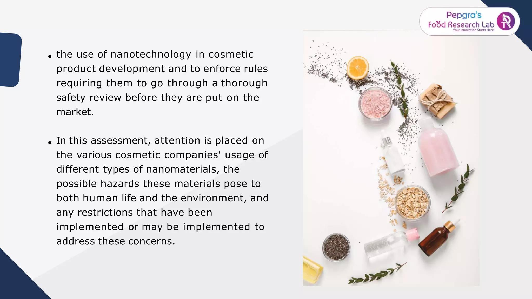 Cosmetic Product Development using Nano Technology - FoodResearchLab | PPTX