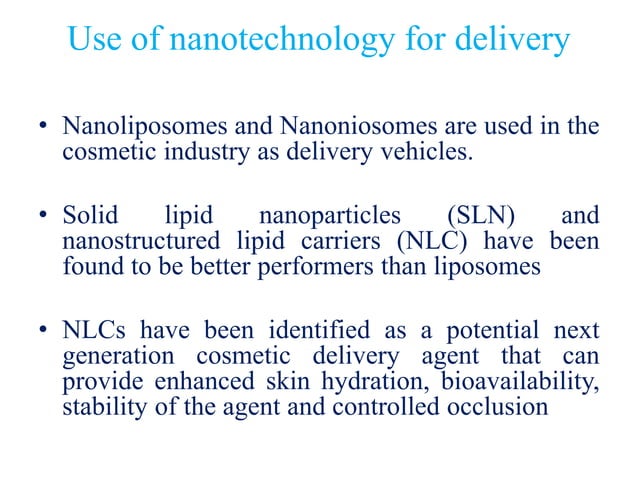 Nanotechnology in cosmetics | PPTX | Skin and Dermatology | Diseases ...