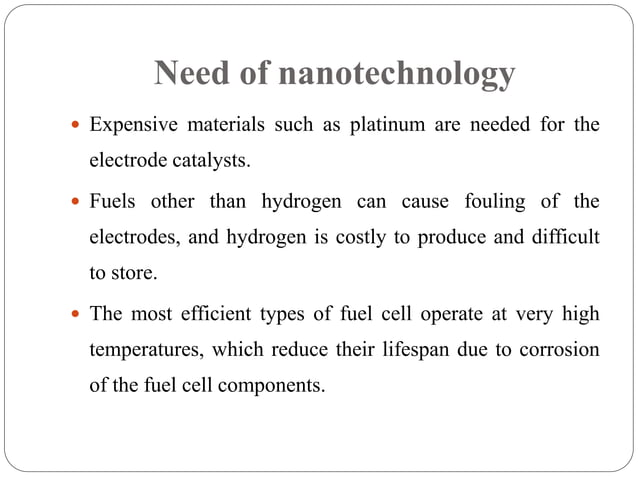 Nanotechnology in fuel cell | PPTX | Power and Energy Industry | Industries