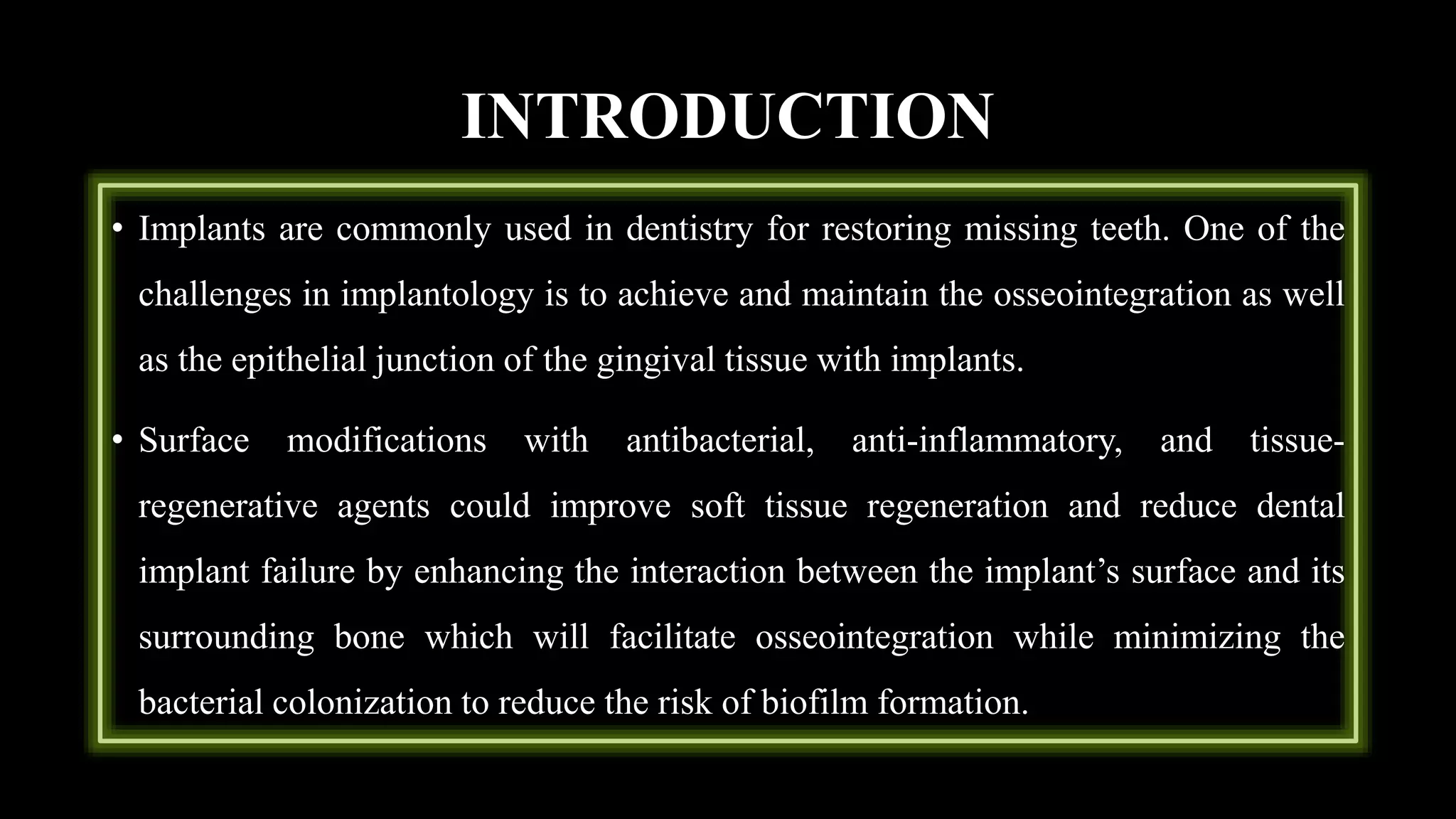 Nanotechnology in surface modification of implants | PPTX