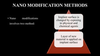 Nanotechnology in surface modification of implants | PPTX