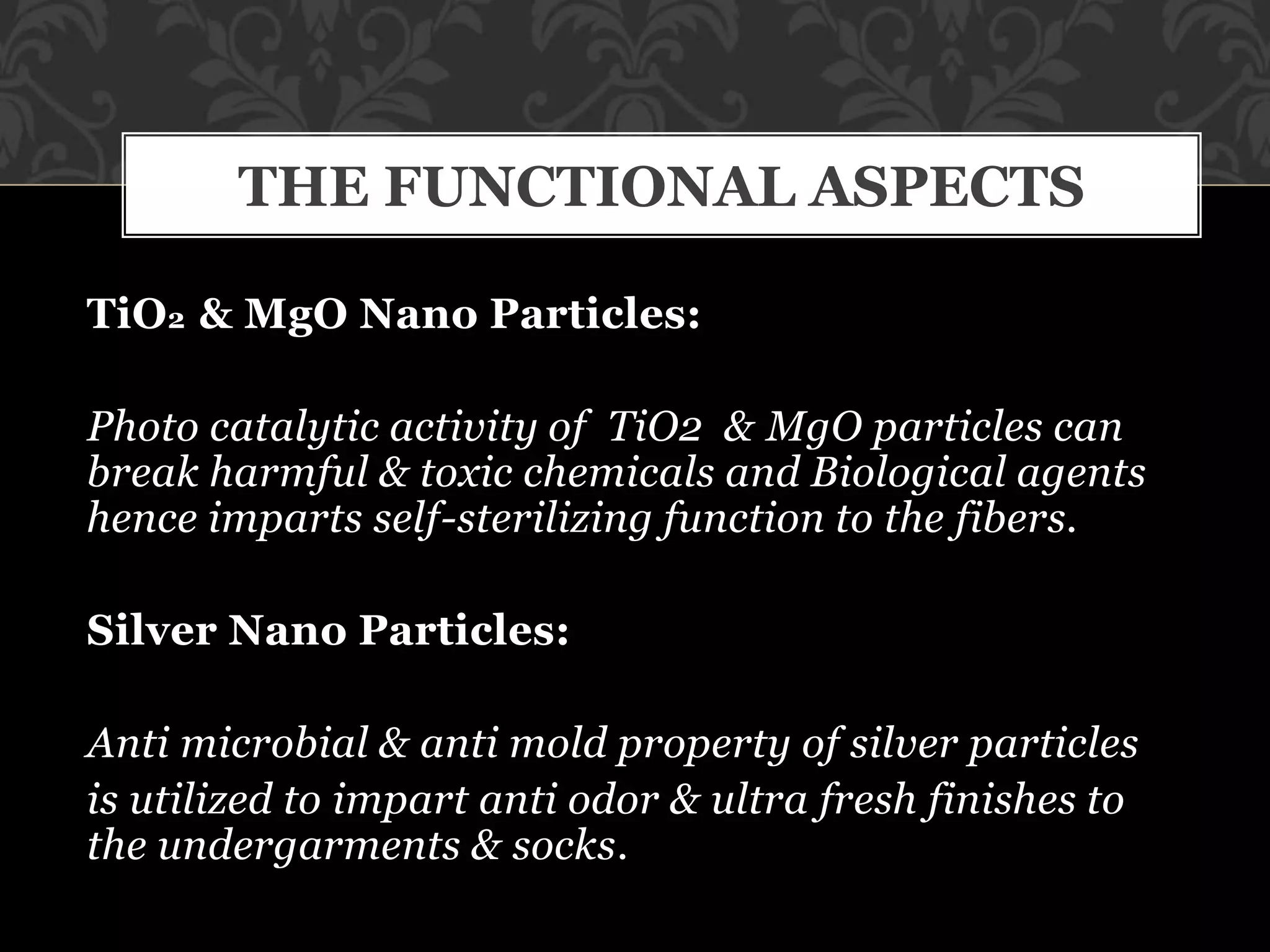 Nanotechnology in textile | PPTX | Chemistry | Science