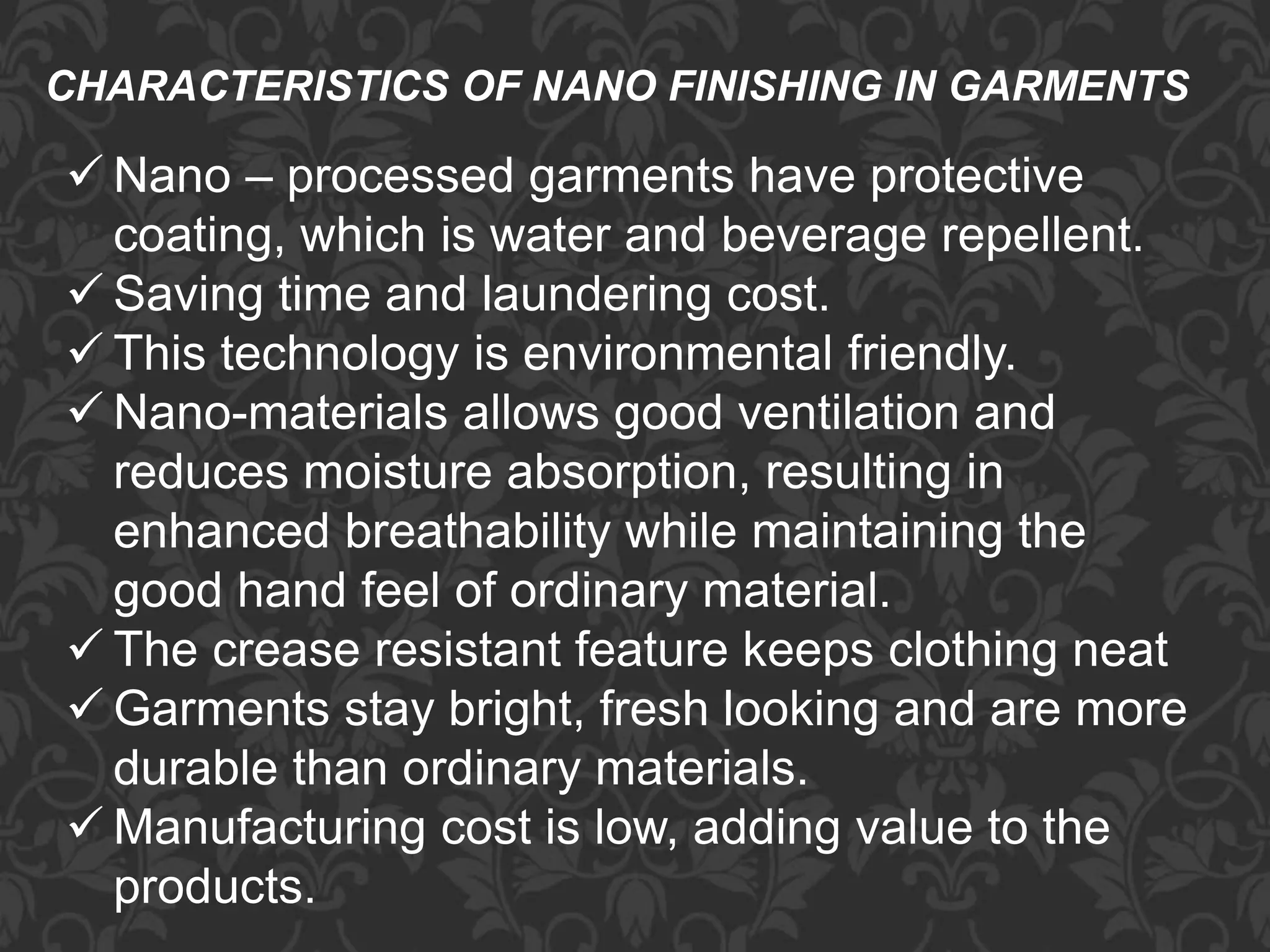 Nanotechnology in textile | PPTX | Chemistry | Science