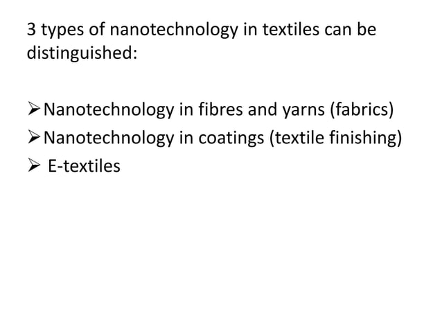 Nano technology in textiles. seminar. pptx | PPTX
