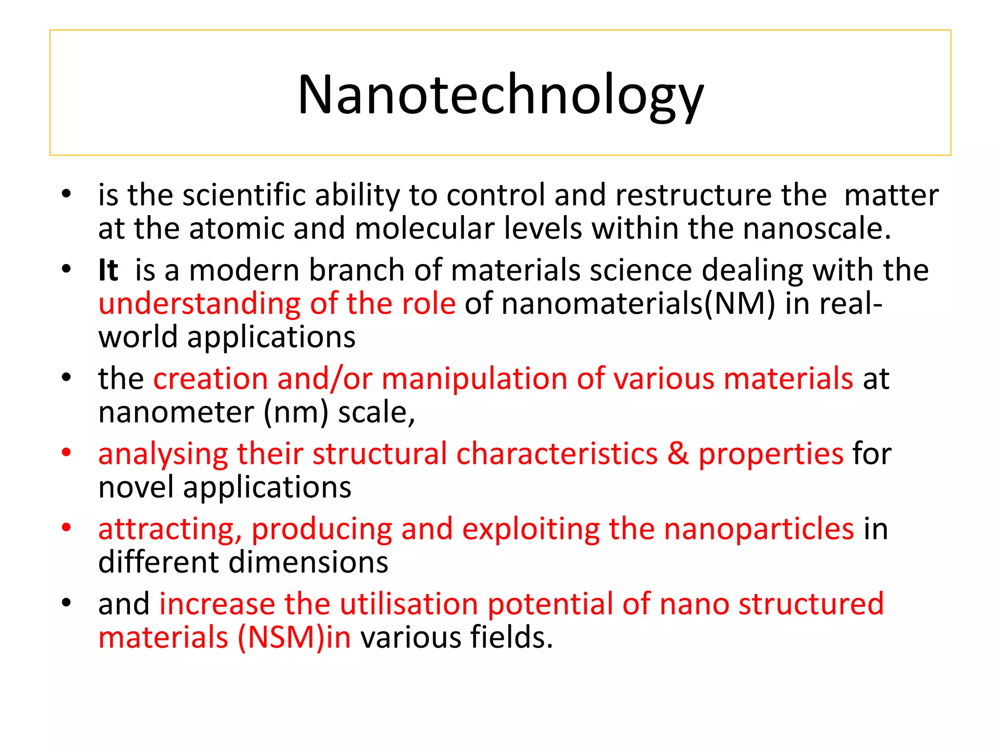 Nanotechnology & its applications | PPTX
