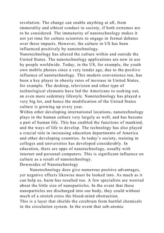 NanotechnologyNanotechnology has a wide scope of applications. .docx