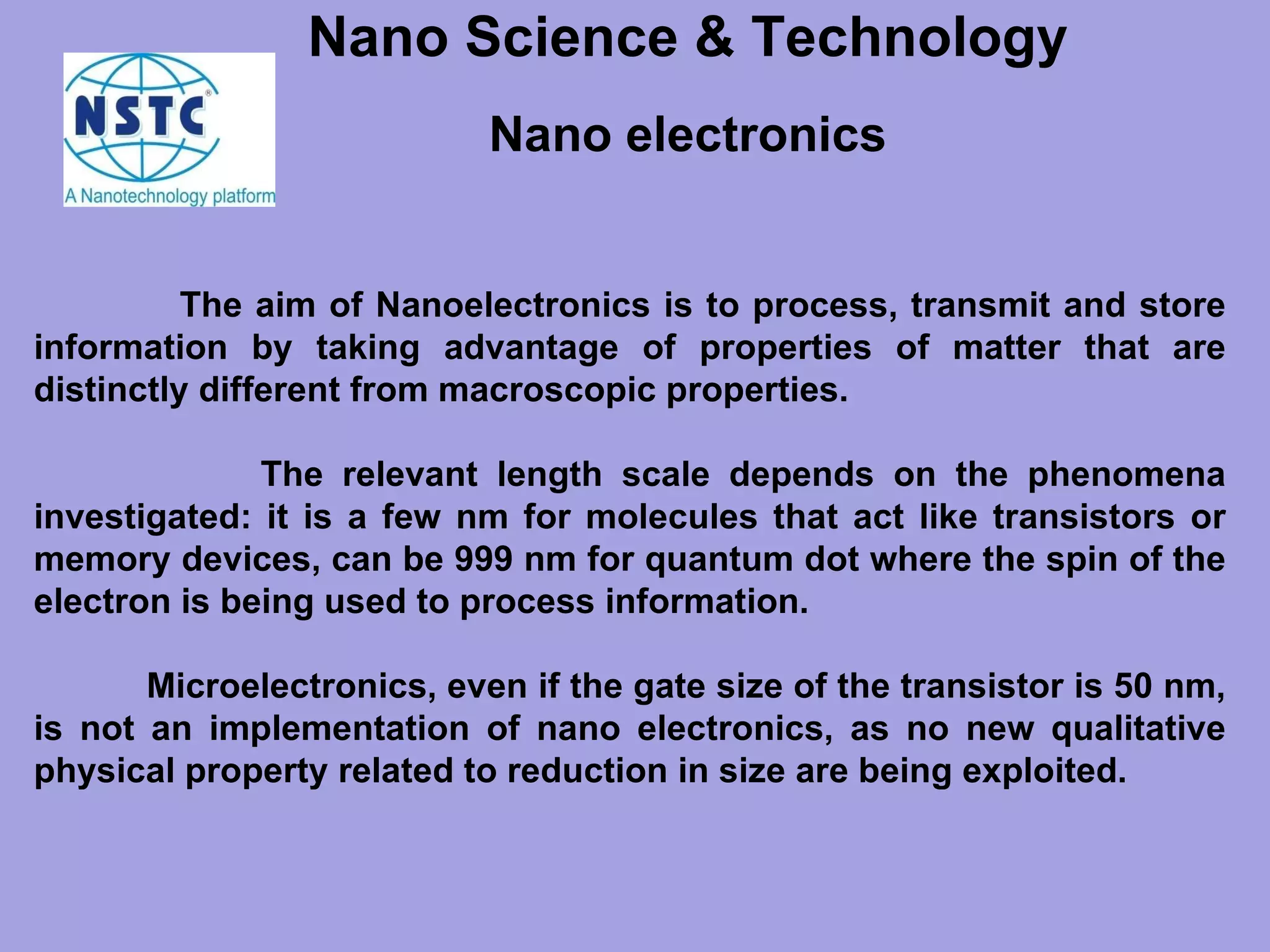 Nanotechnology Presentation For Electronic Industry | PPT