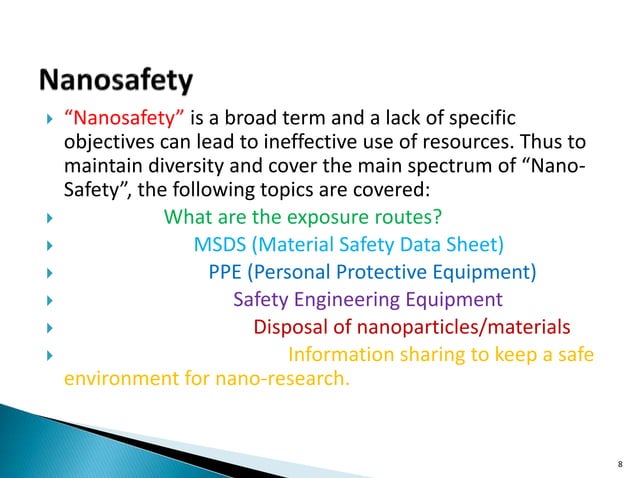 Nanotechnology – safety concerns | PPTX