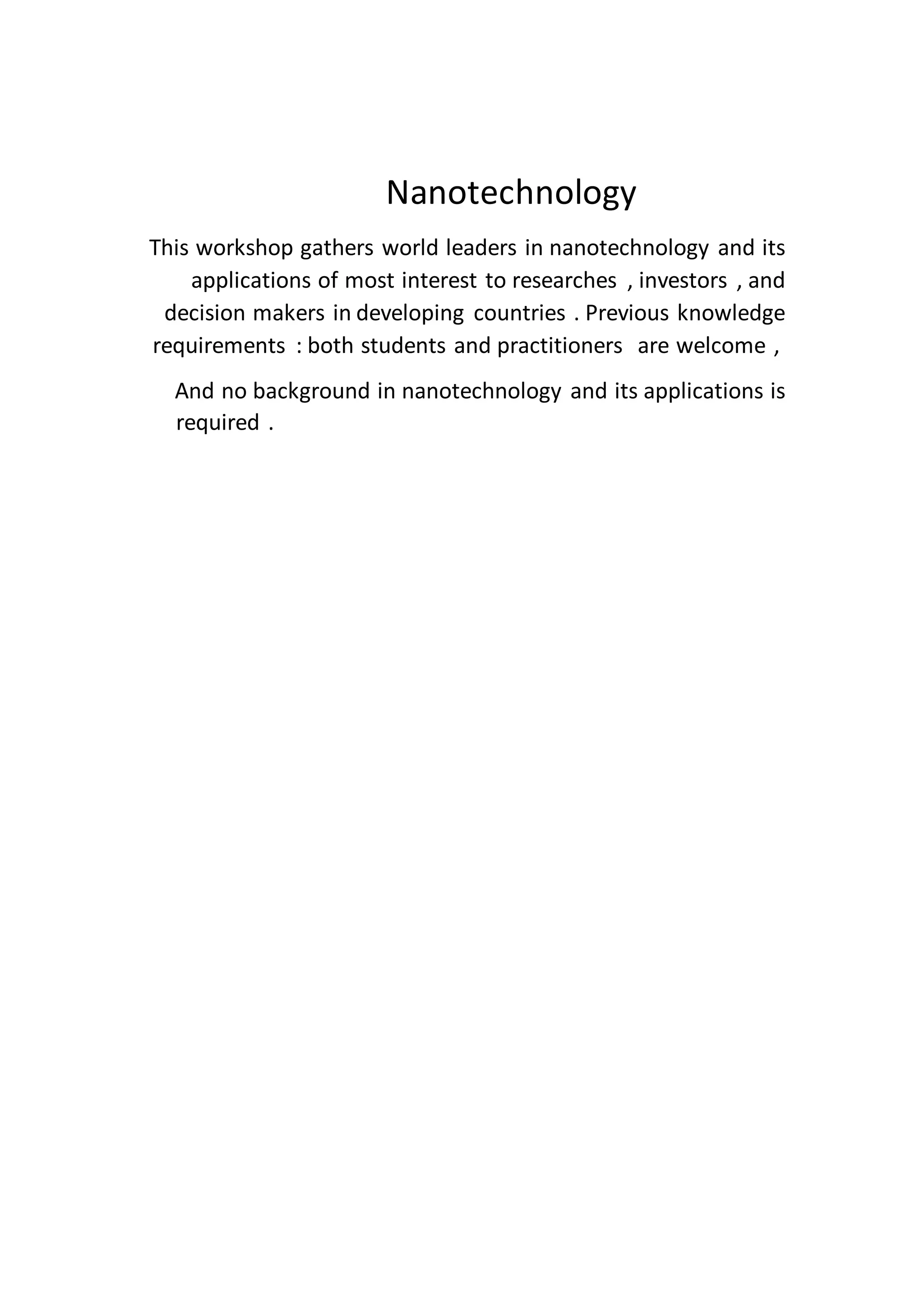 Nanotechnology workshop | DOCX