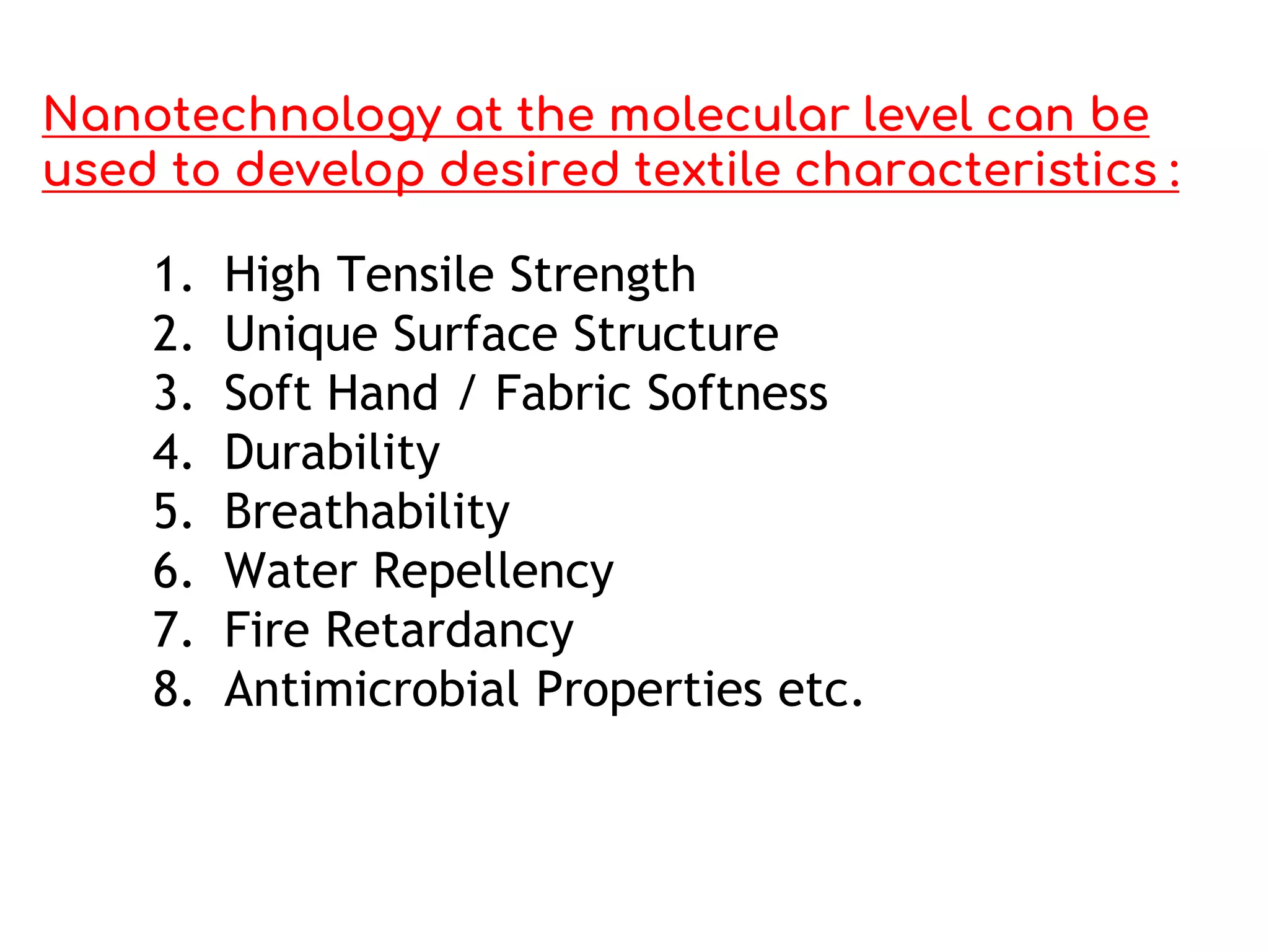 Nanotechnology : Nanotextile the fabric of the future | PPTX