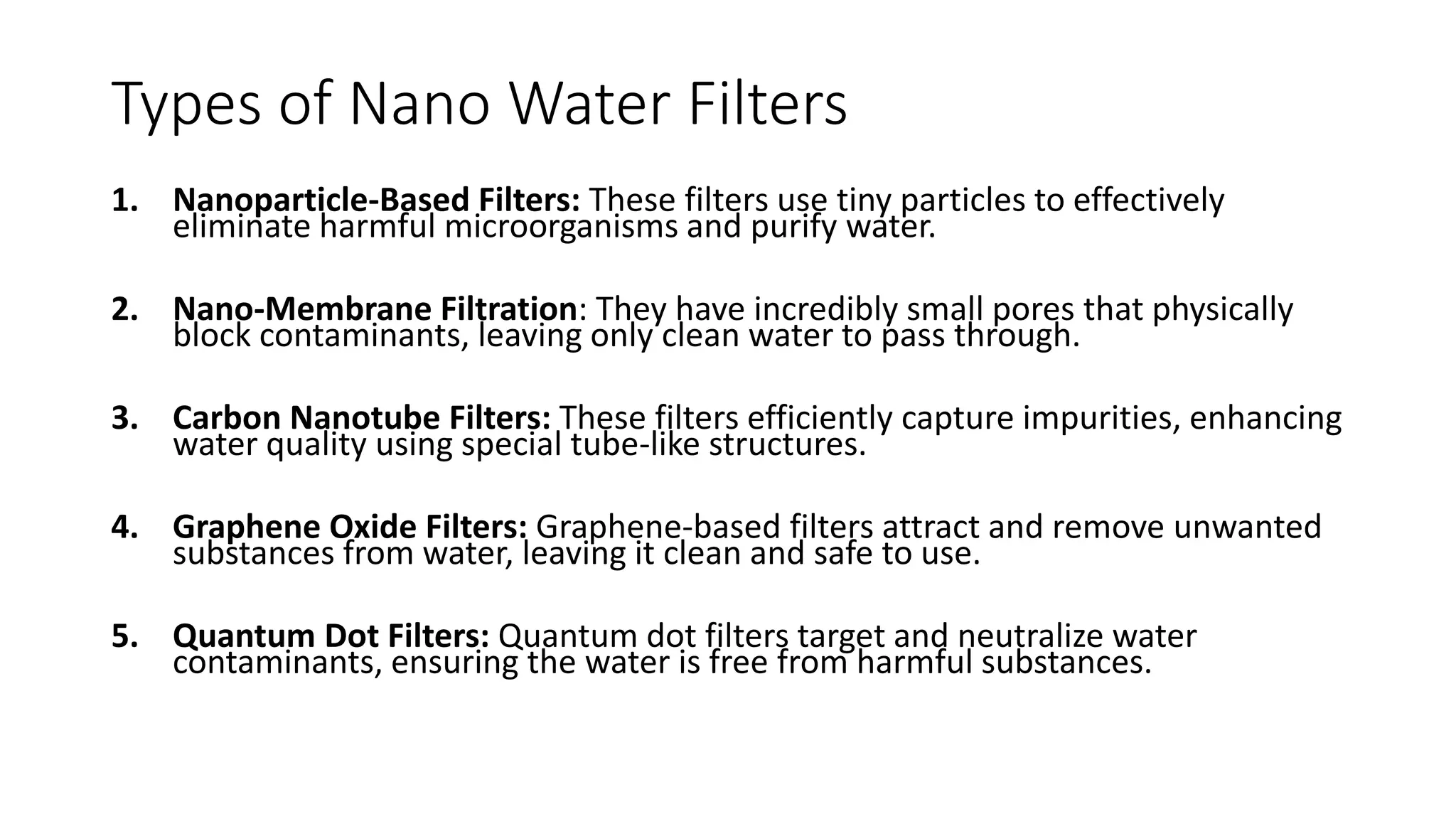 Nano Water Filters.pptx, nano water filters advantages | PPTX