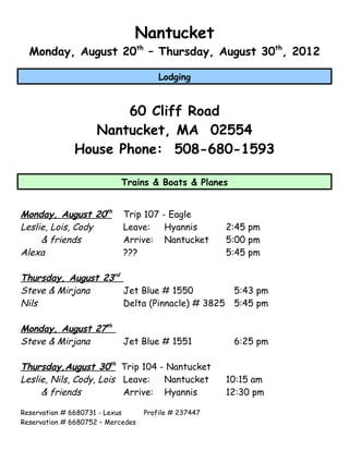 Nantucket august 2012 | DOC