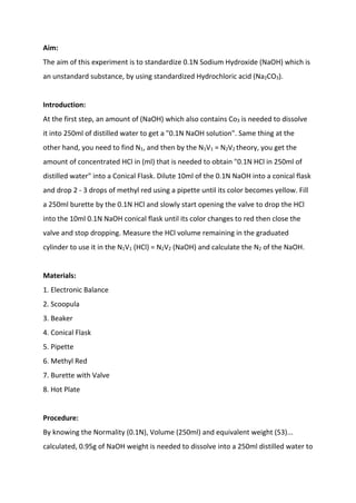 NaOH Standardization | PDF