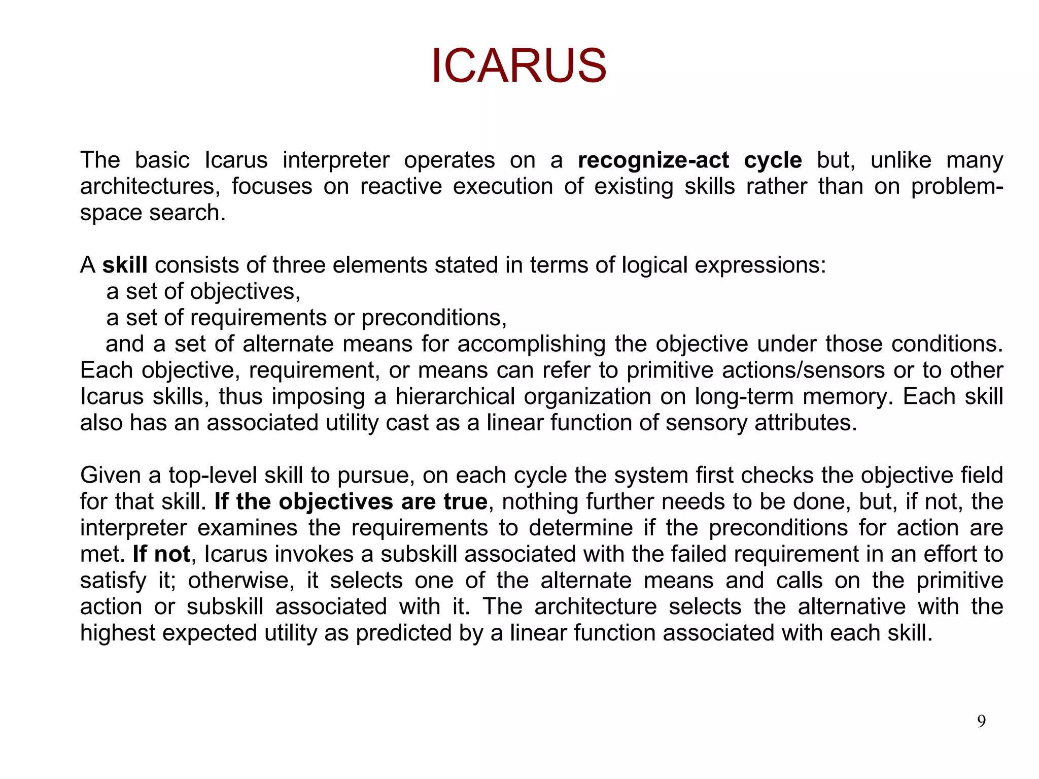 Cognitive Architectures Comparision based on perceptual processing | PPT