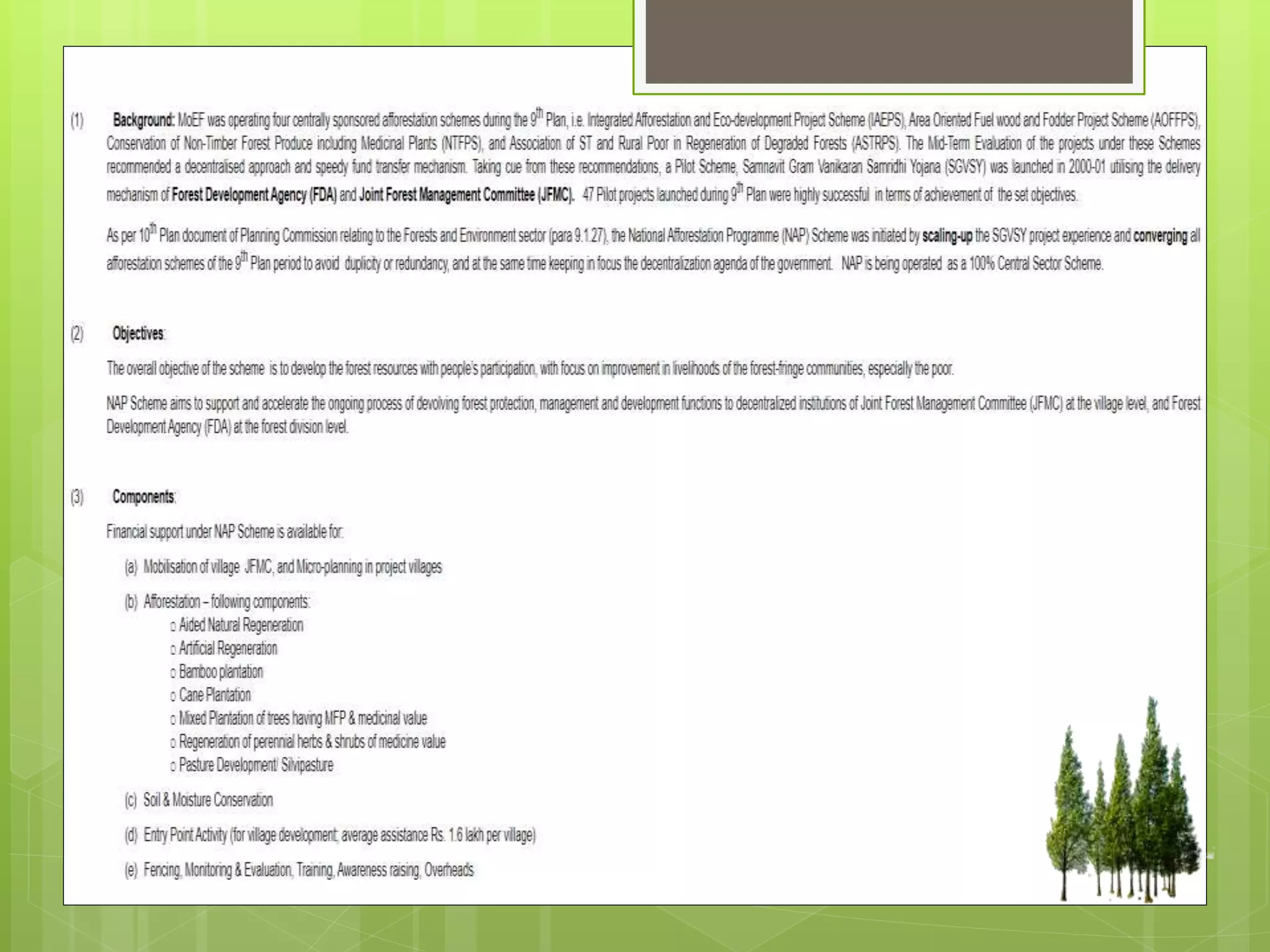 AFFORESTATION AND NATIONAL AFFORESTATION PROGRAMME AND ACT - 2016 | PPTX