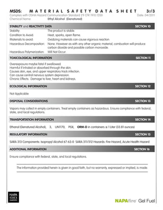 Napa Fire Gel MSDS | PDF
