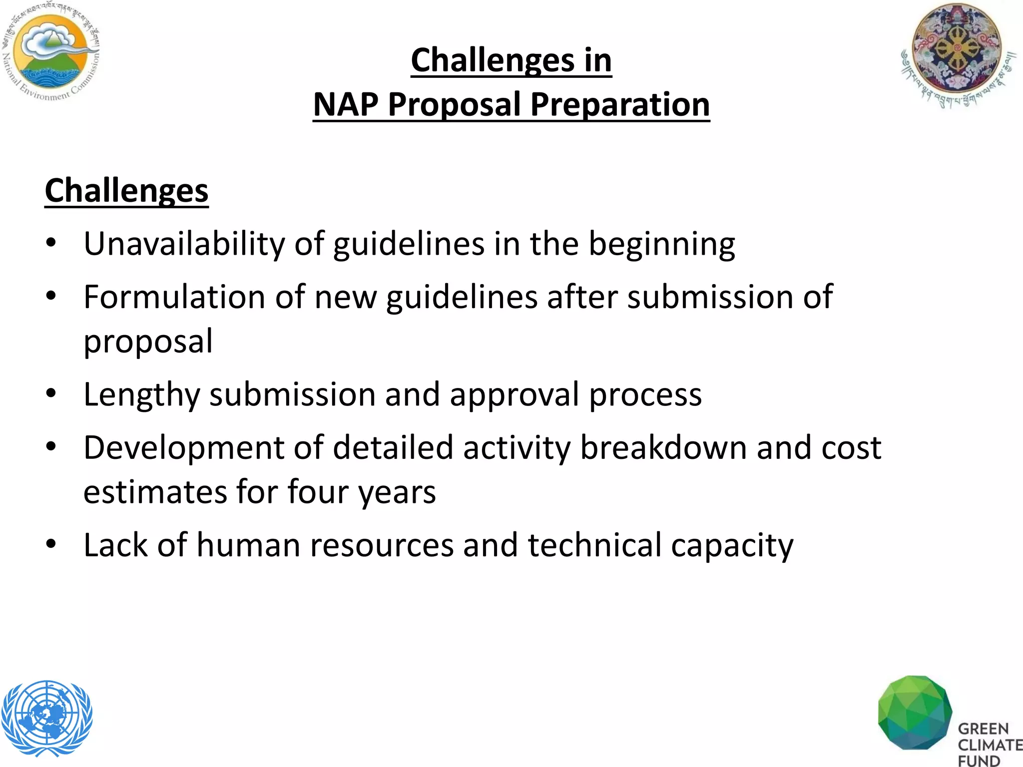 2.1.1. Country approaches in designing the formulation of NAPs - Bhutan ...