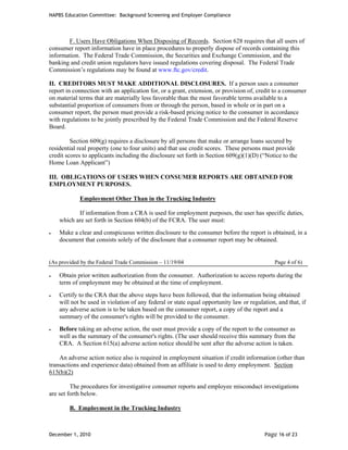 Background Screening and Employer Compliance with the FCRA | PDF