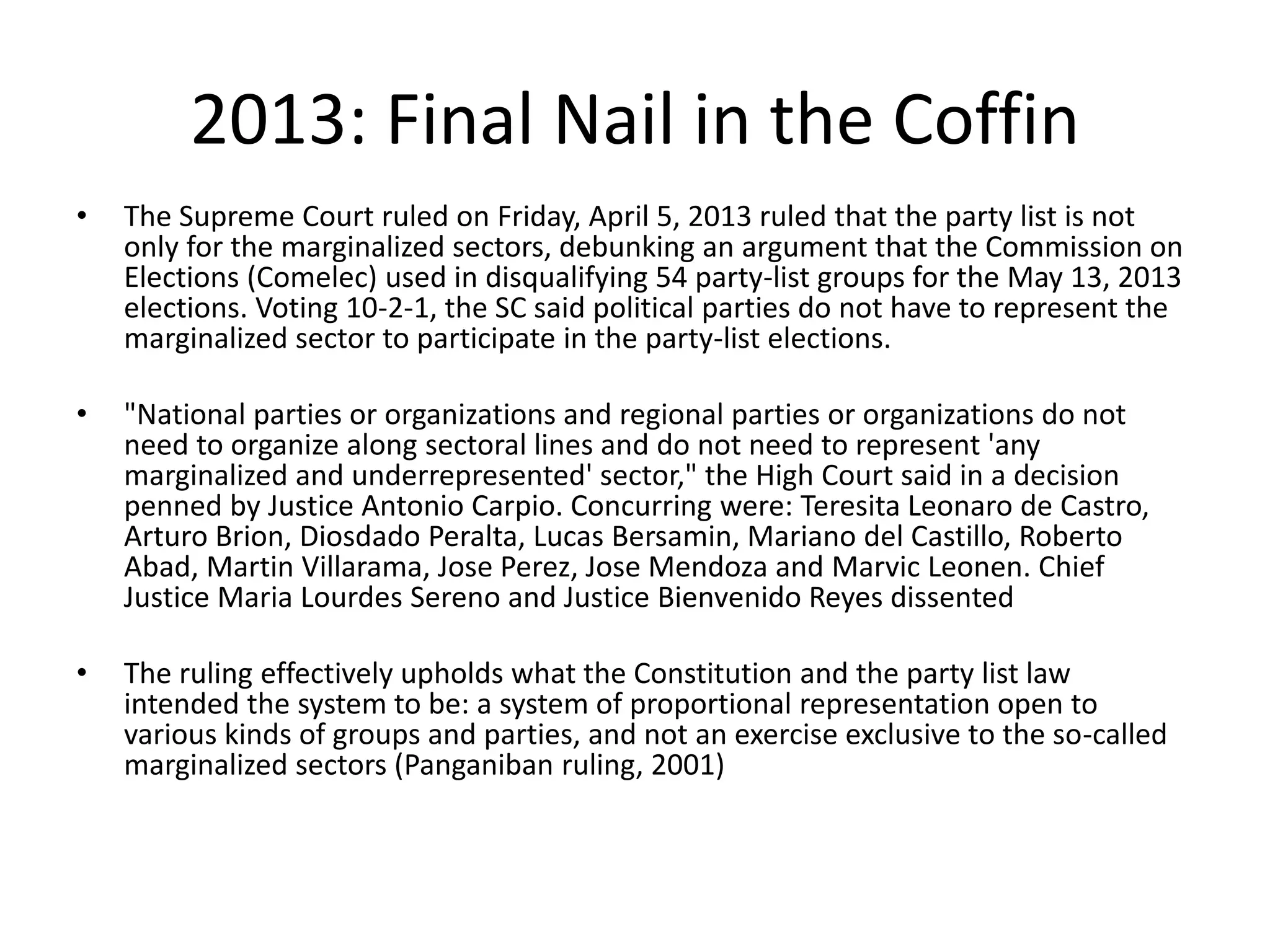 Party List System in the Philippines: An Assessment | PPTX