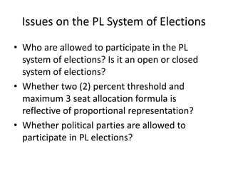 Party List System in the Philippines: An Assessment | PPTX