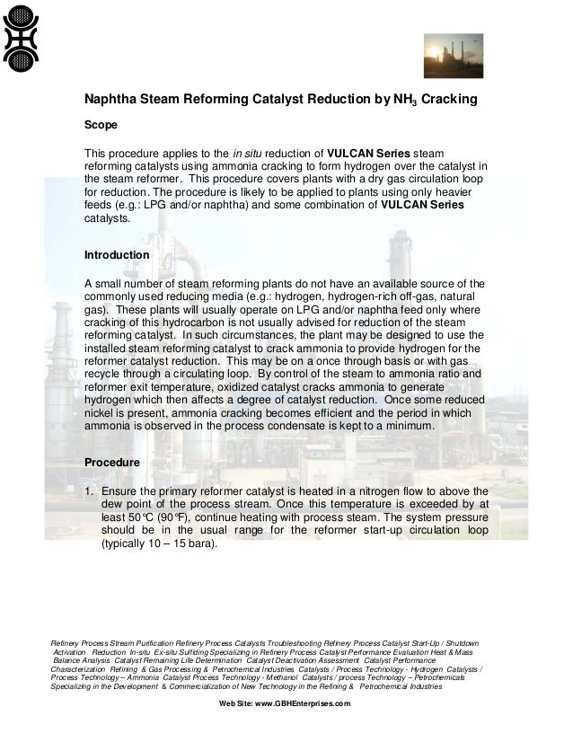 Naphtha Steam Reforming Catalyst Reduction by NH3 Cracking