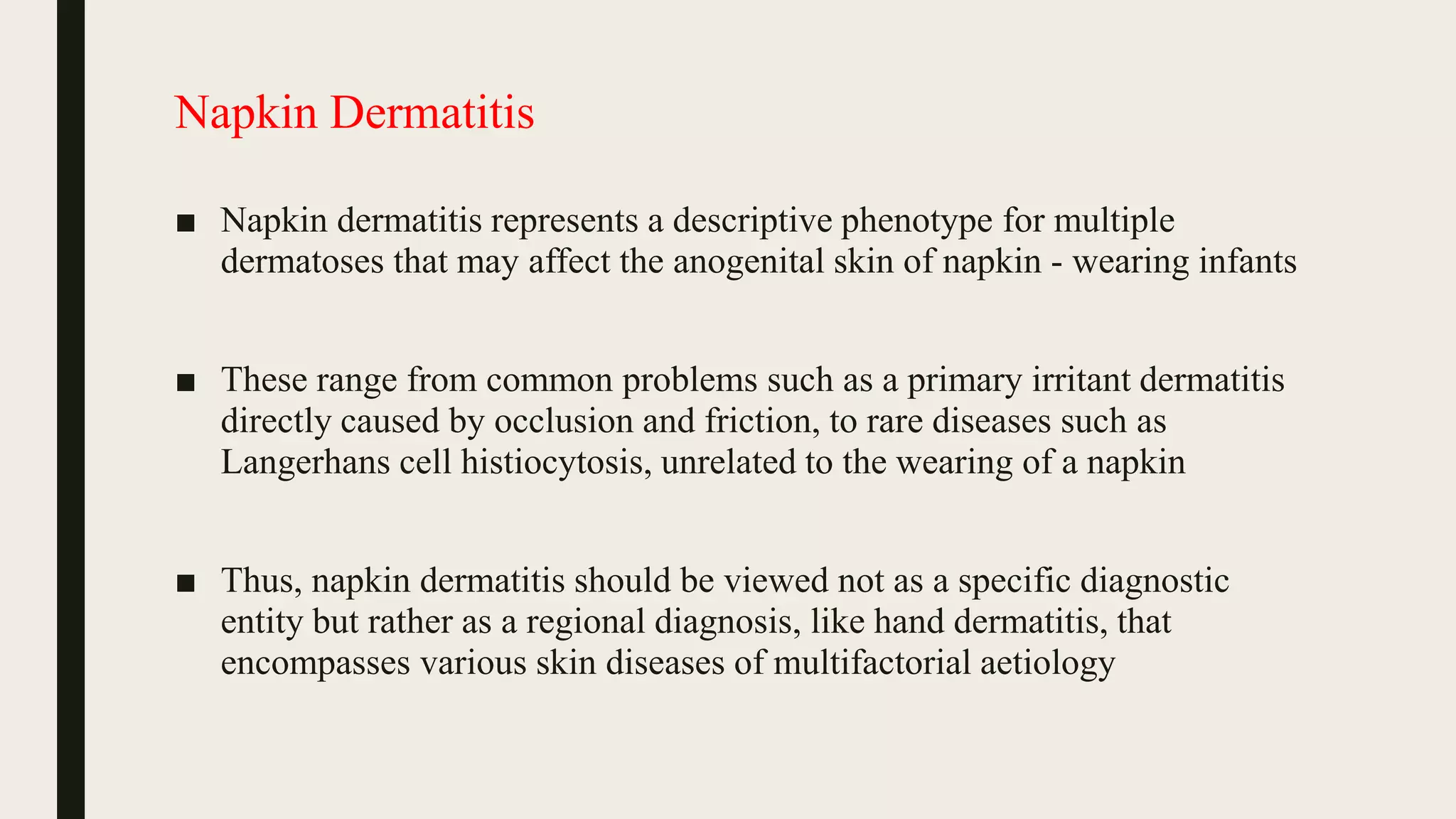 Napkin dermatitis Dr Sandeep Lal V | PPTX