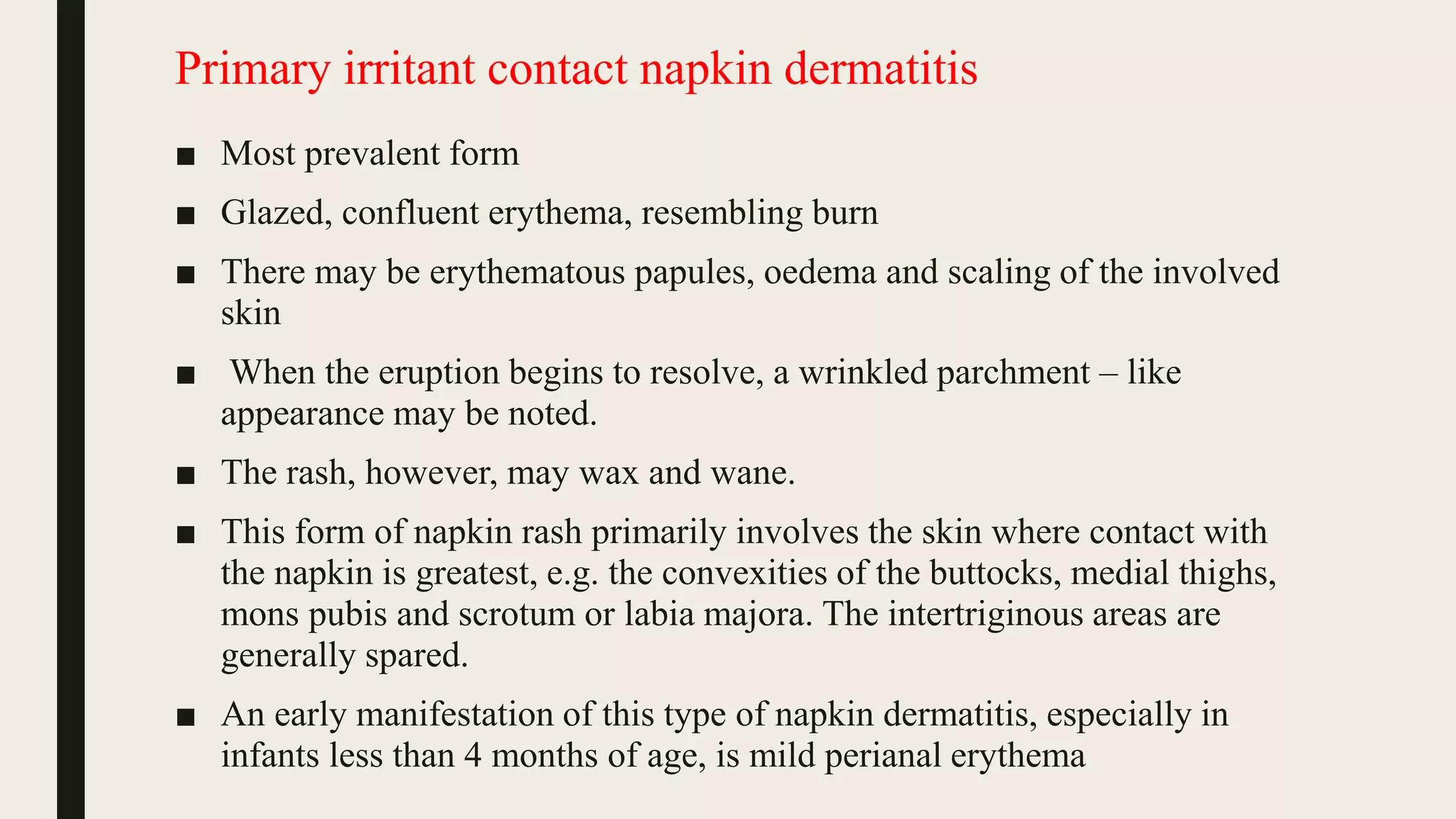 Napkin dermatitis Dr Sandeep Lal V | PPTX