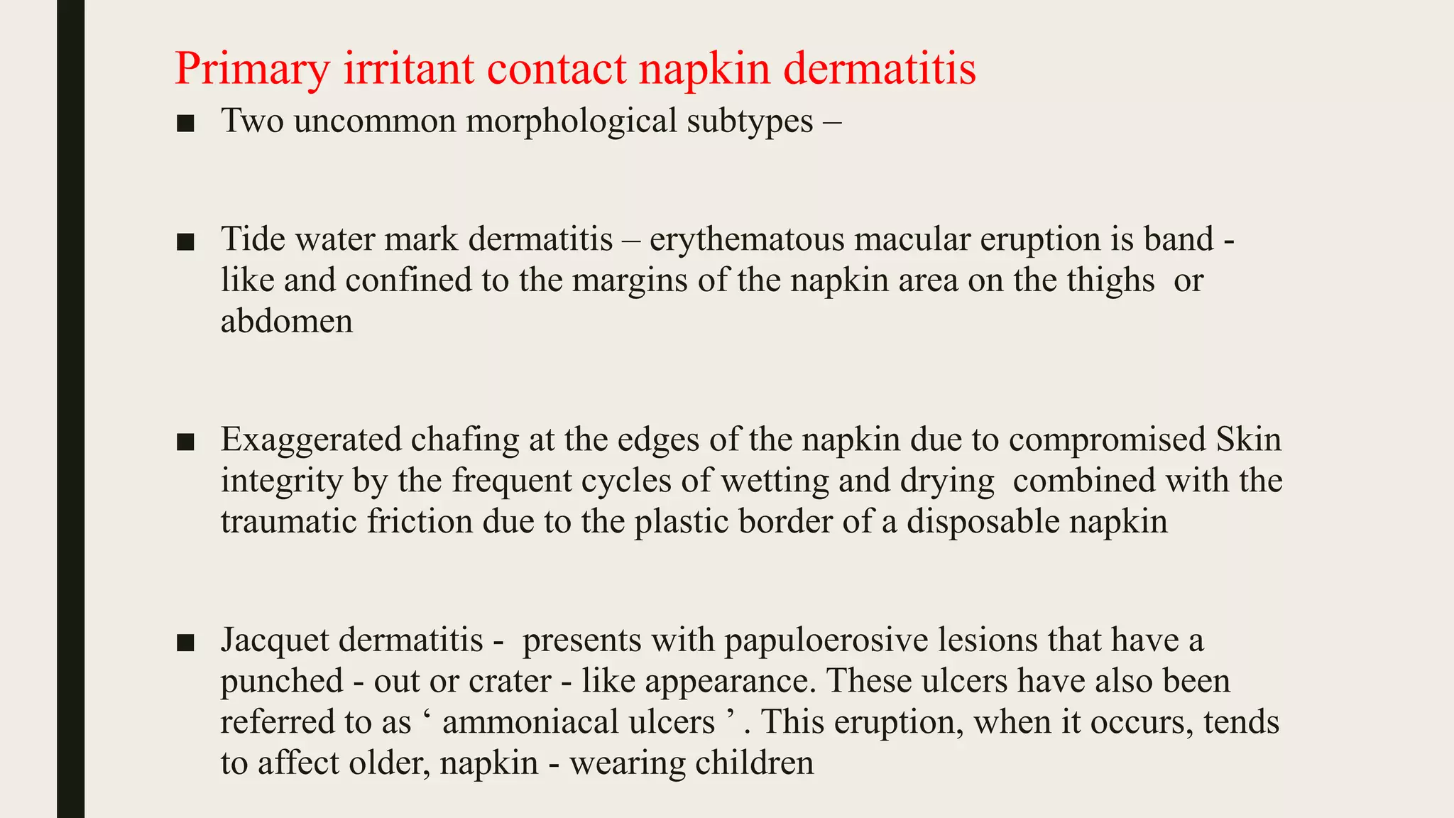 Napkin dermatitis Dr Sandeep Lal V | PPT