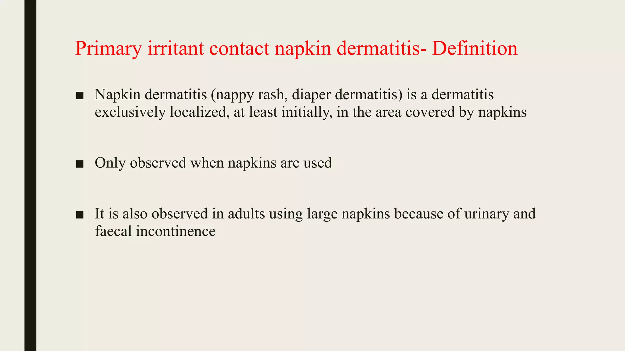 Napkin dermatitis Dr Sandeep Lal V | PPTX
