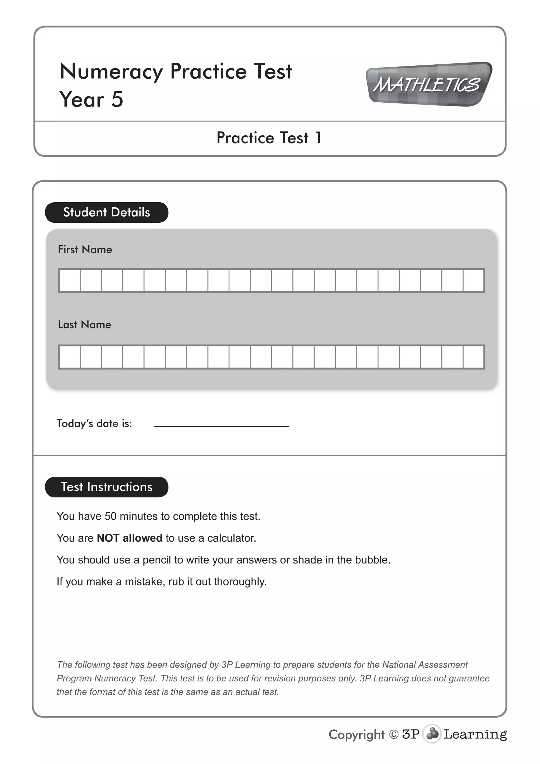 Naplan yr-5-practice-test-1 | PDF